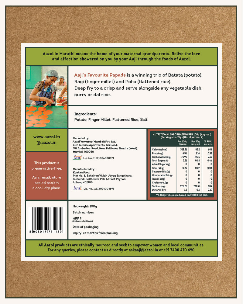 Papad Combo - Batata Papad, Ragi Papad & Poha Papad | Aloo Papad ...