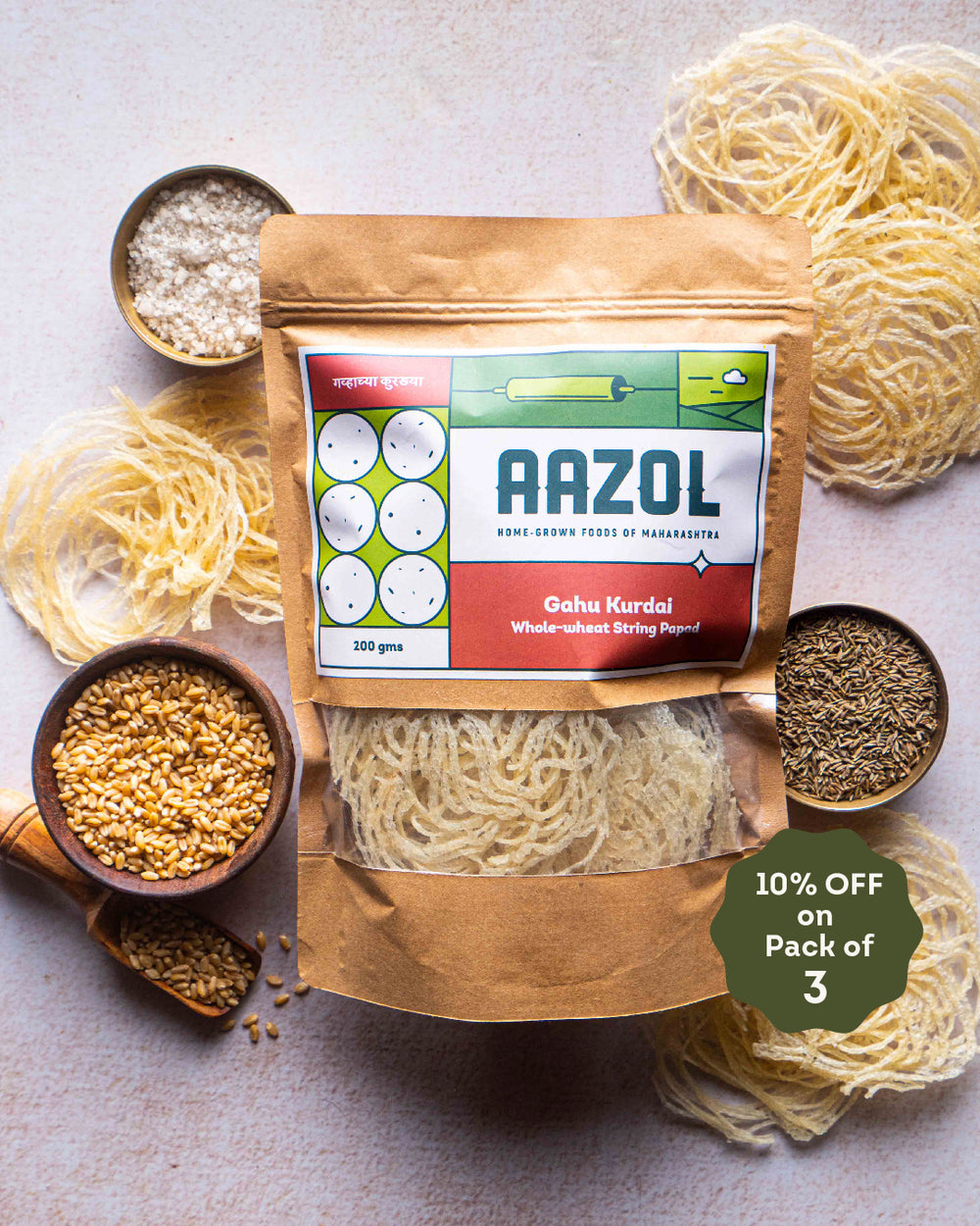 Whole Wheat String Papad | Gahu Kurdai - Aazol: Home-grown Foods of ...