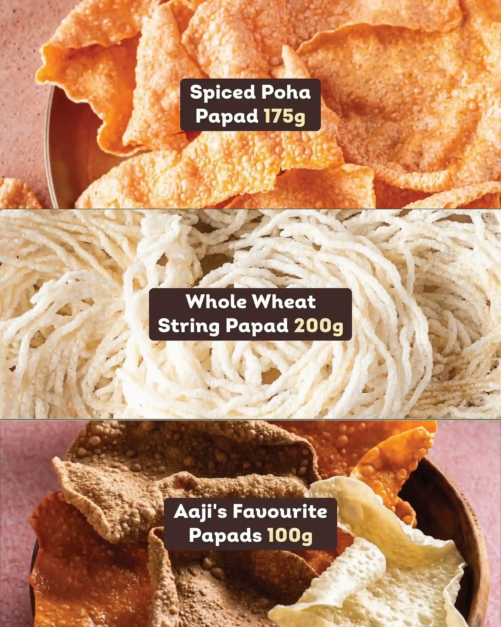 Maharashtrian Papads Combo | Aloo Papad, Ragi, Wheat Papad, Gahu Papad ...